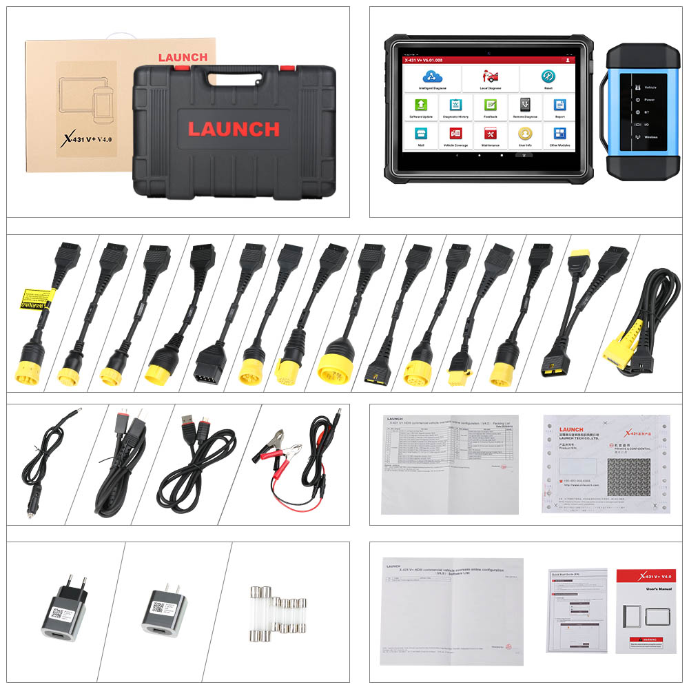 Original Launch X431 V+ HD3 Wifi/Bluetooth Heavy Duty Truck Diagnostic ...