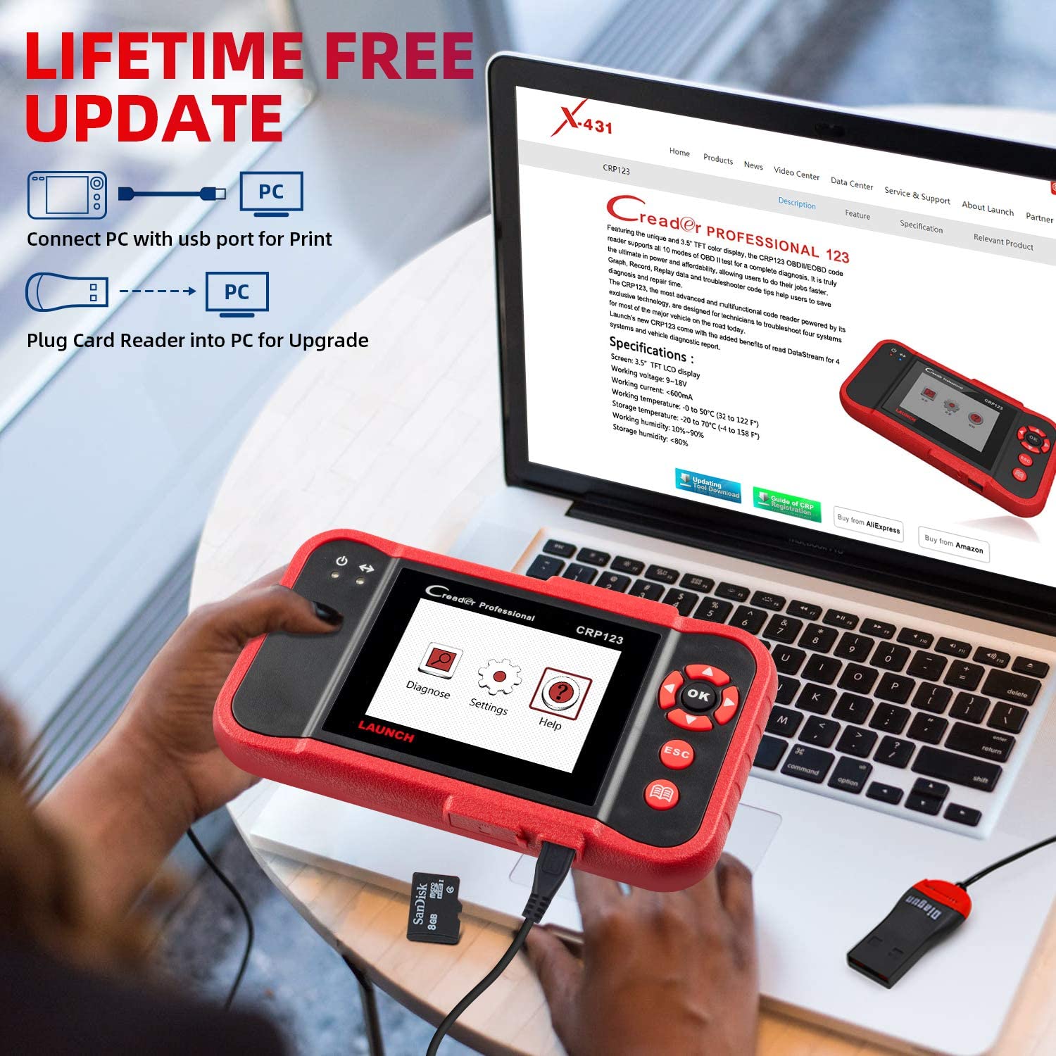 Launch CRP123 4 System Automotive Diagnostic Tool for Engine/ ABS/ SRS ...