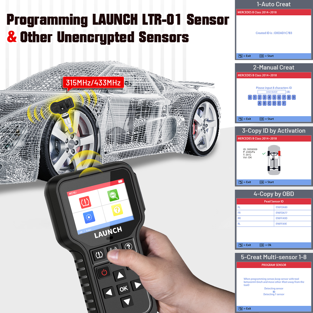 LAUNCH X431 CRT5011E TPMS Activation Diagnostic tools Reset Relearn ...
