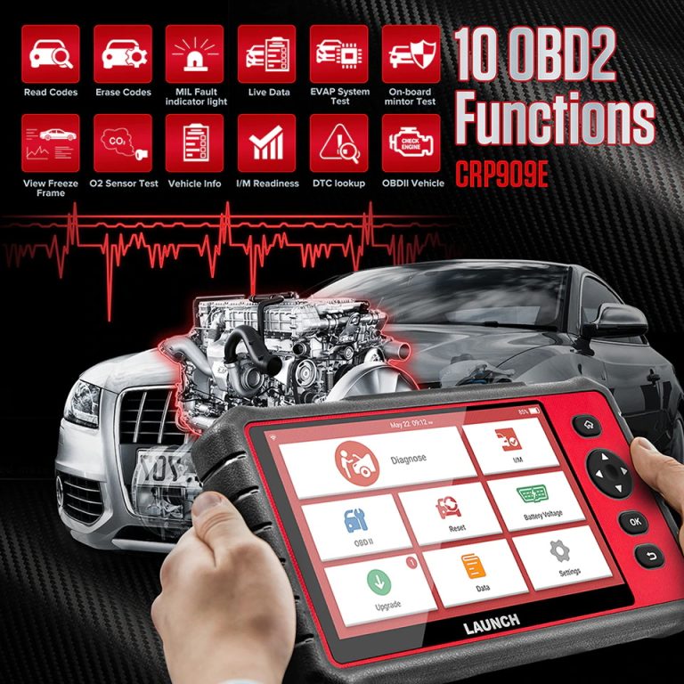 LAUNCH X431 CRP909E OBD2 Car Full System Diagnostic Tool Code Reader Scanner with 15 Reset ...