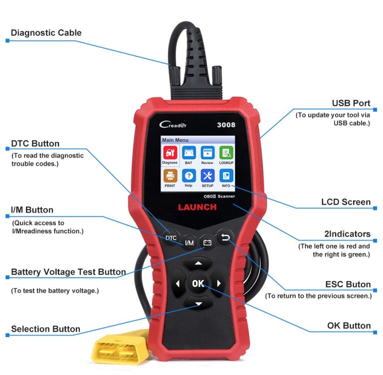 LAUNCH Creader 3008 Professional OBD2 Scanner Enhanced OBDII EOBD Diagnostic Code Reader ...