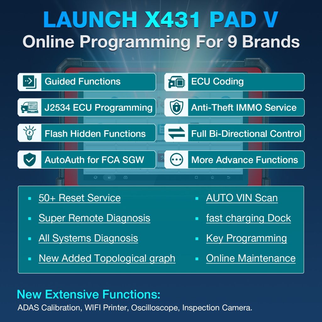 Launch X431 PAD V with SmartBox 3.0 Automotive Diagnostic Tool Support ...