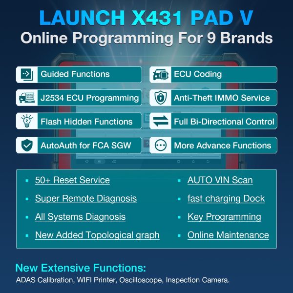 Launch X431 PAD V with SmartBox 3.0 Automotive Diagnostic Tool Support ...