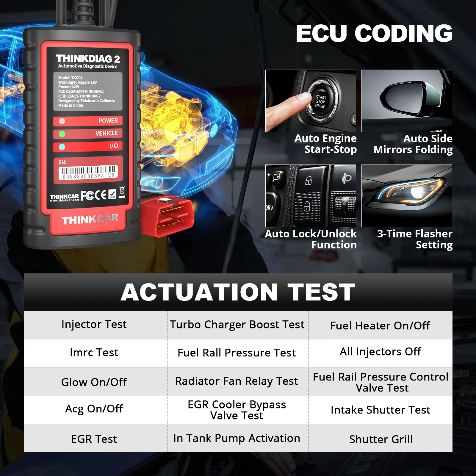Thinkcar ThinkDiag 2 support CAN FD ECU Coding Active Test ALL software ...
