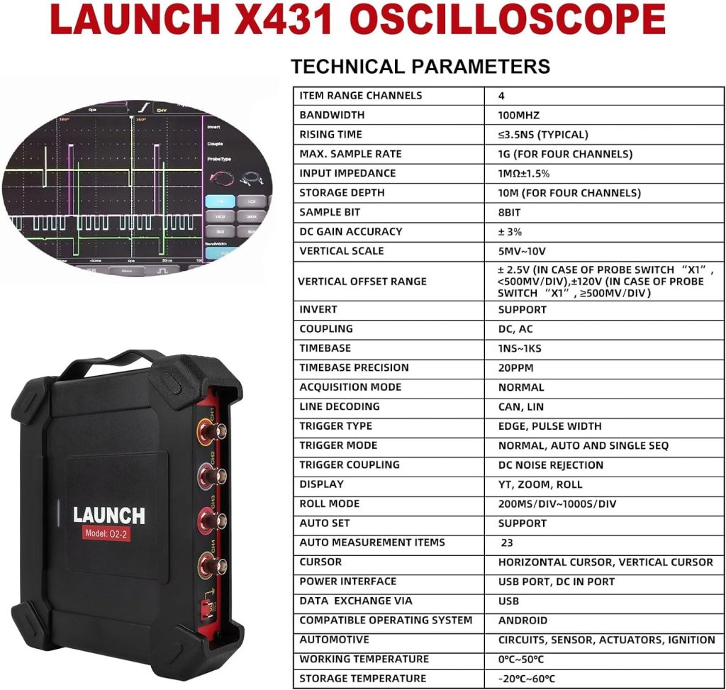 LAUNCH X431 O2-2 Scopebox Oscilloscope analyze data Solving Complex ...