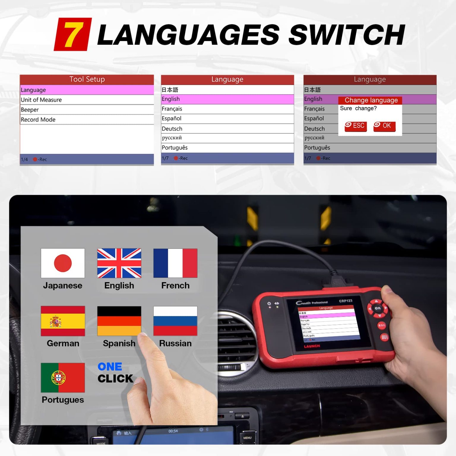 Launch CRP123 4 System Automotive Diagnostic Tool for Engine/ ABS/ SRS ...
