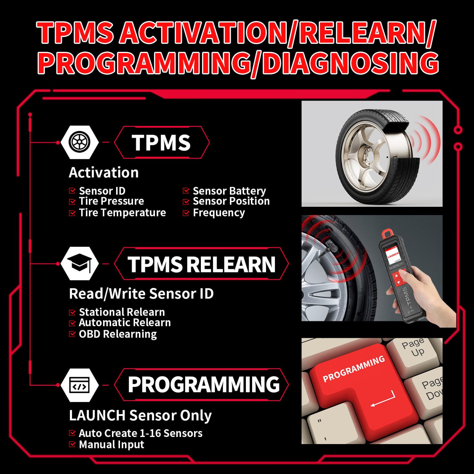 2024 Launch I Tpms Handheld Tpms Service Tool Can Be Binded With X 431 Scanner Or The I Tpms App