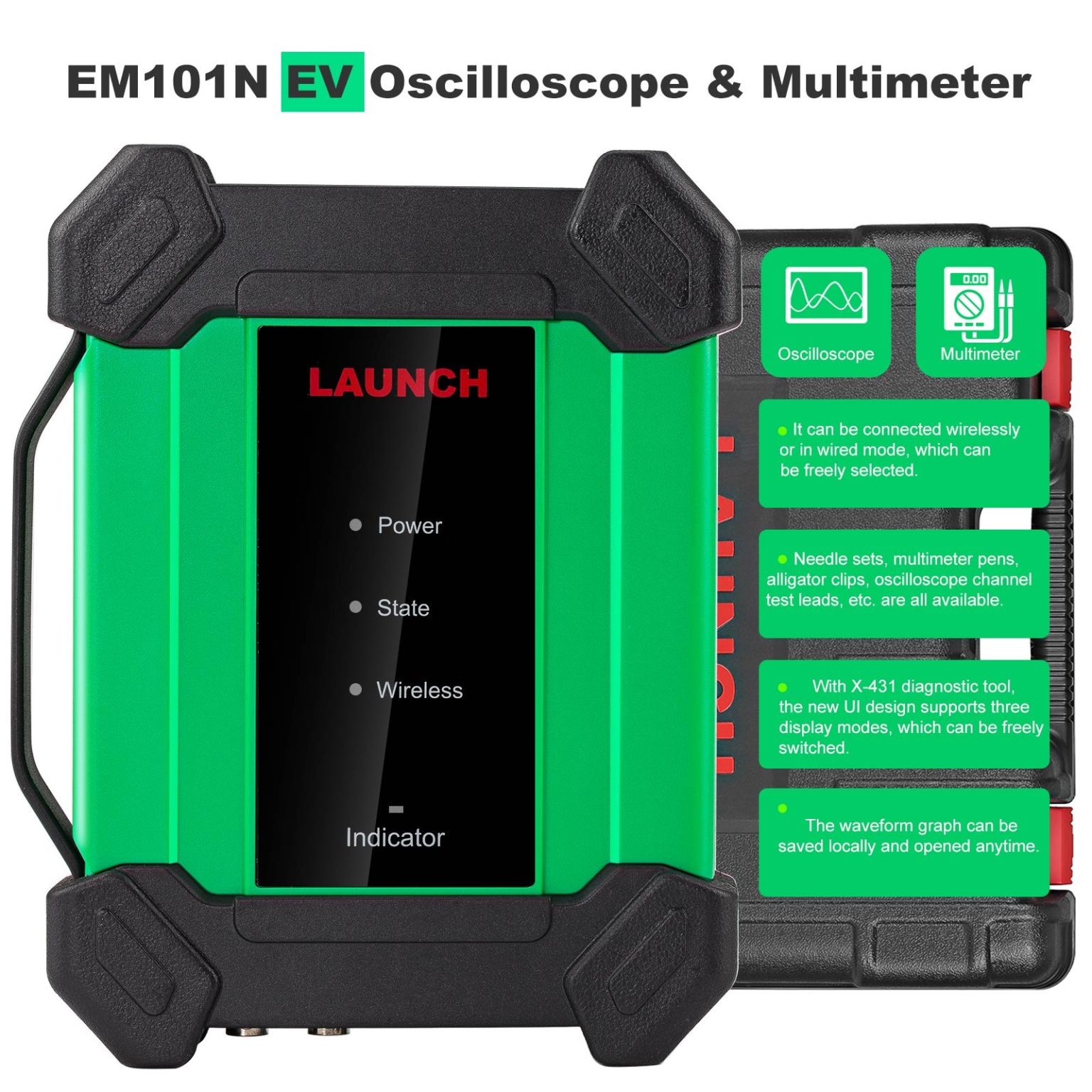 LAUNCH X431 EM101N EV Oscilloscope and Multimeter 2-channel for X431 ...