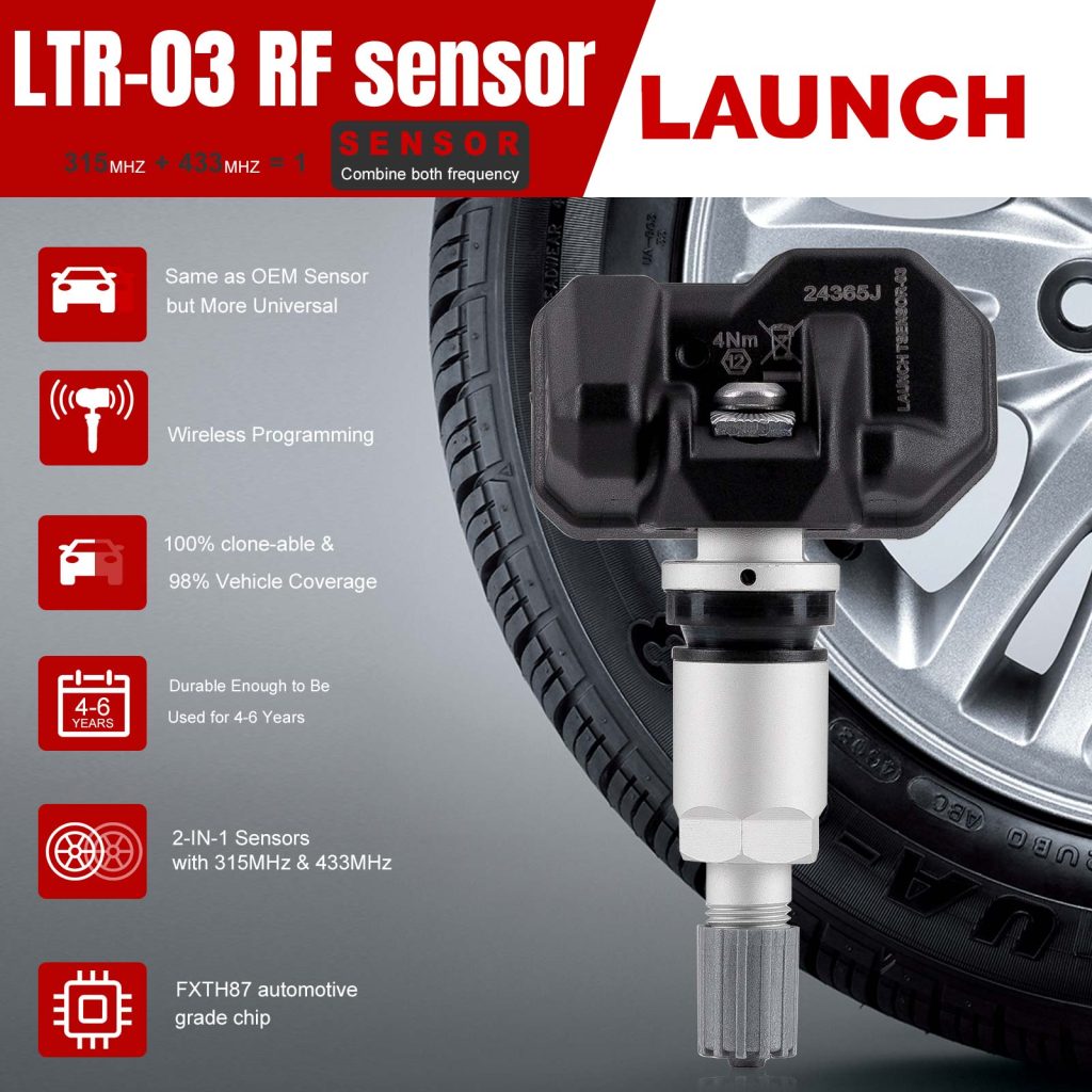 LAUNCH CRT5011E Newest TPMS Relearn Tool with 4pcs Launch LTR-03 RF TPMS Sensor Support 315 ...
